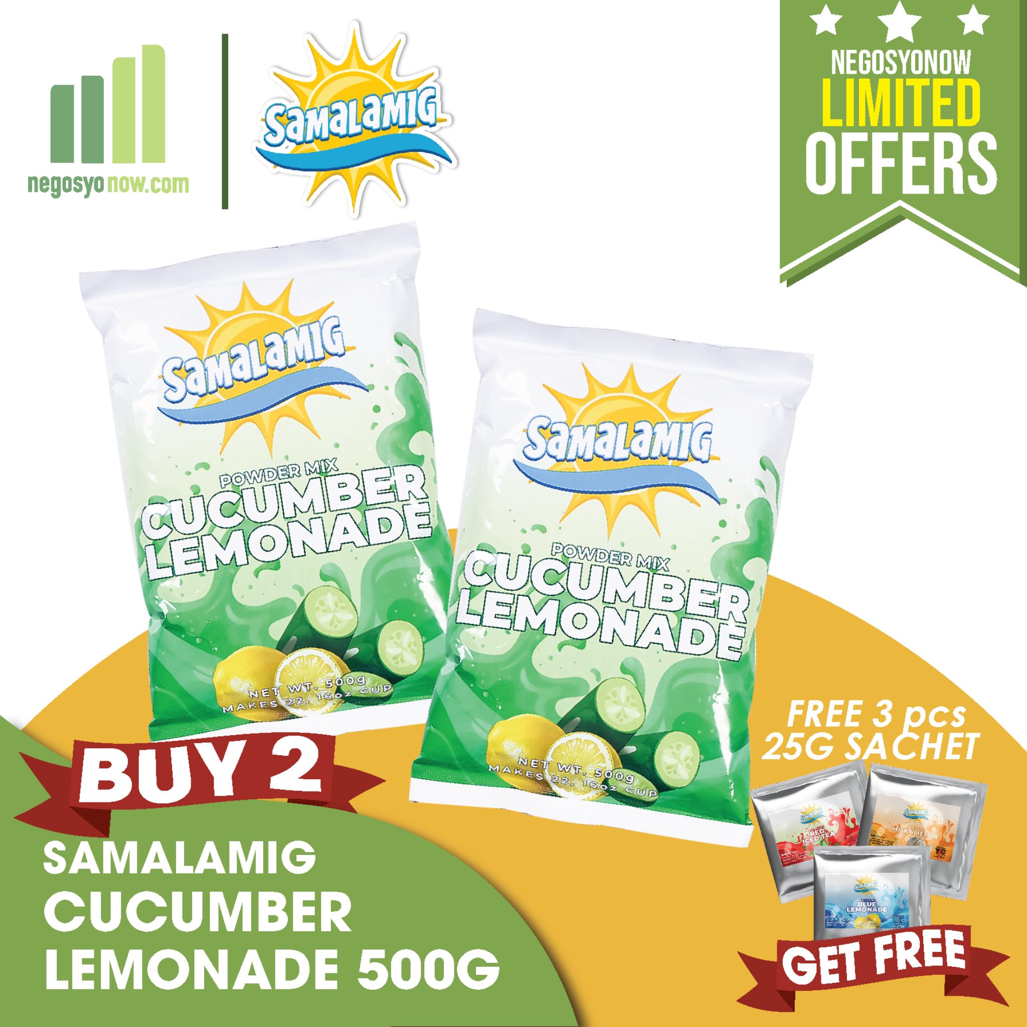 Samalamig Cucumber Lemonade 500g PROMO BUY2 GET 3 SACHET FREE! | NegosyoNow
