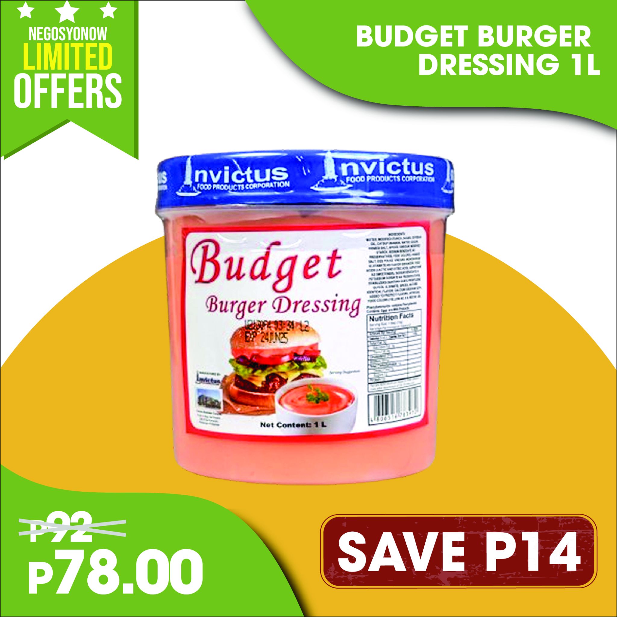 Budget Burger Dressing 1L | NegosyoNow