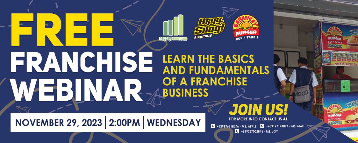 Free Franchise Webinars November 29, 2023 | NegosyoNow
